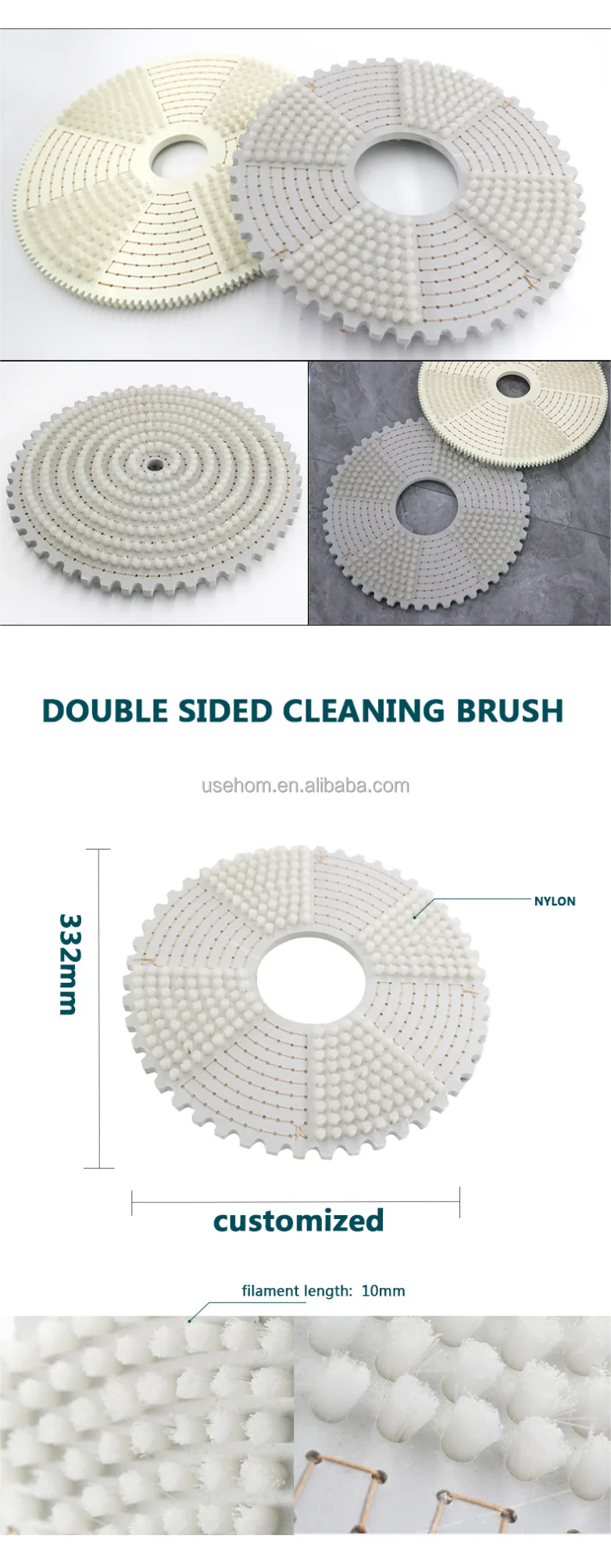 Usehom Industrial Double-sided Nylon Cleaning Disc Brush Floor Scrubbing Brush - Buy Double ...