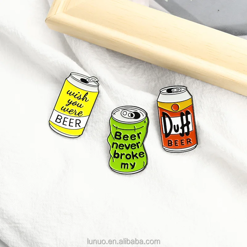 Metal Cartoon Cans Brooches Letter Drink Pin Men Women Jewelry ...
