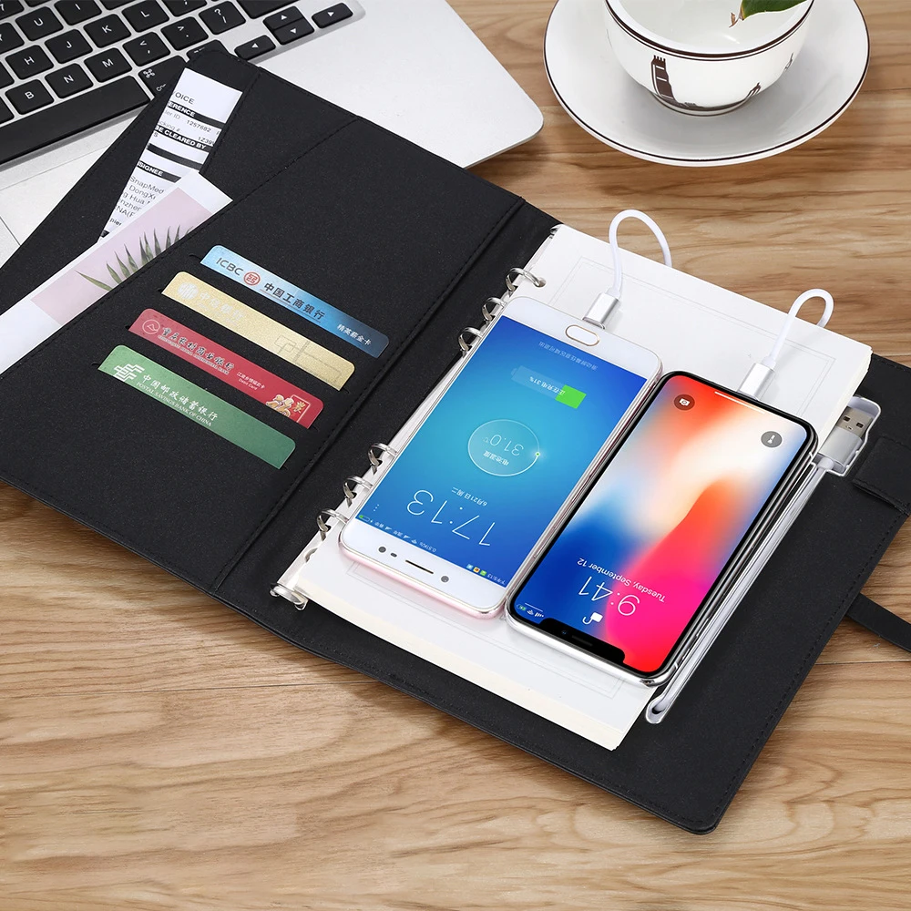 Custom Hardcover A5 Power Bank Wireless Charger Notebook Smart Diary ...