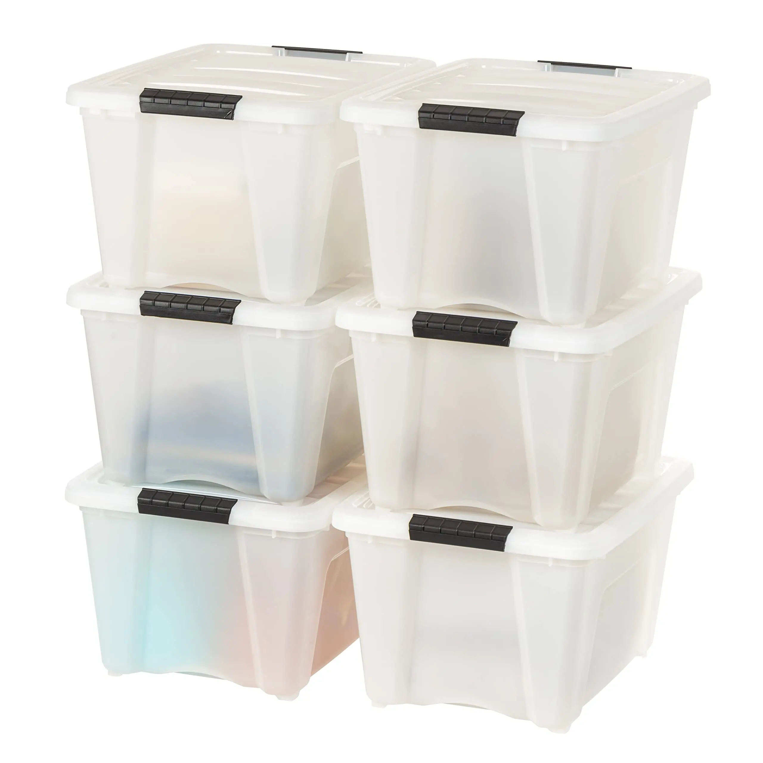 Stackable Plastic Storage Bins With Lids Organizing Solution Durable ...