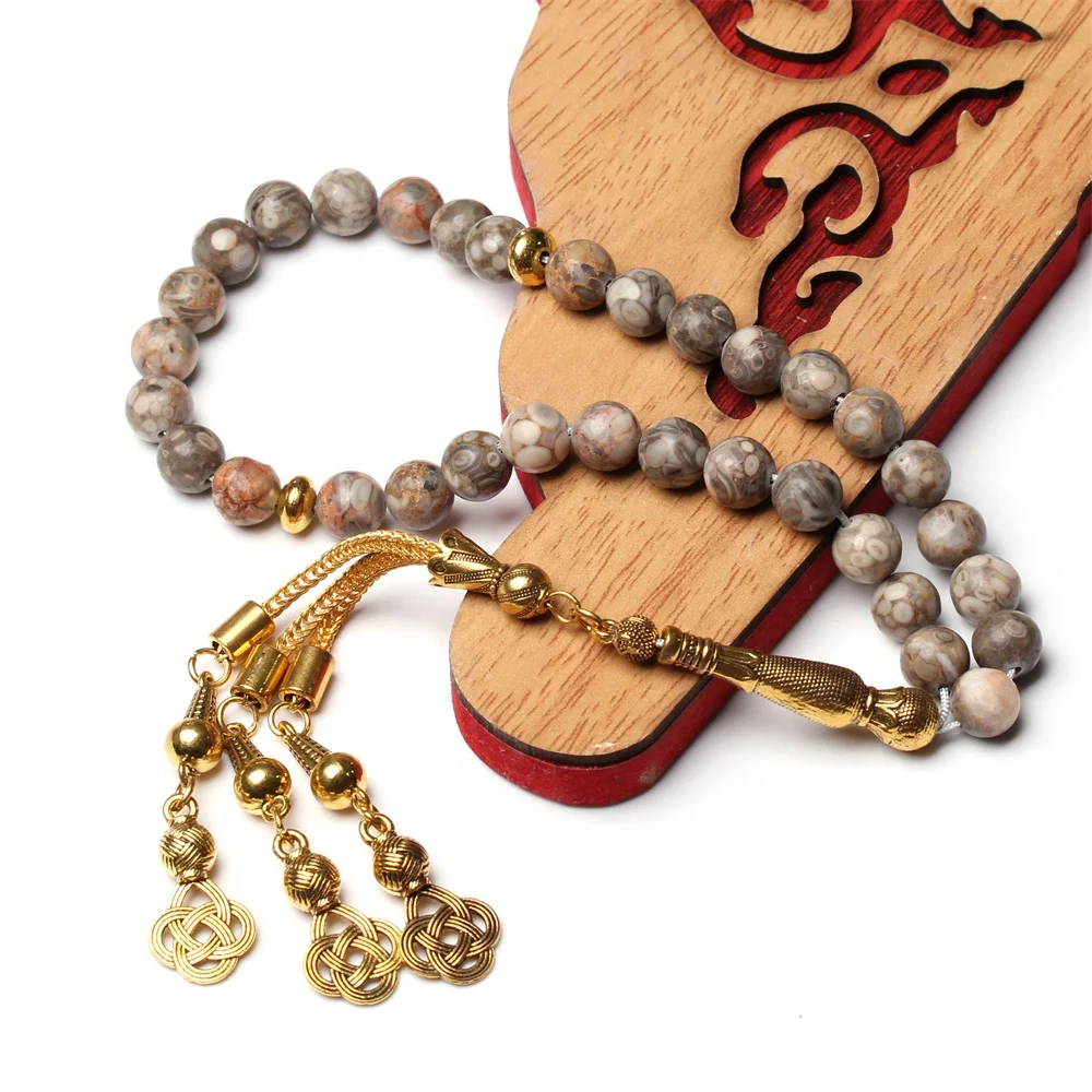 Muslim Misbaha Natural Medical Stone Islamic Grey Prayer Beads Store ...