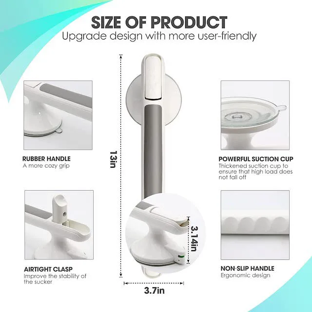 Strong Suction Cup Handrail - Safety for Elderly & Disabled