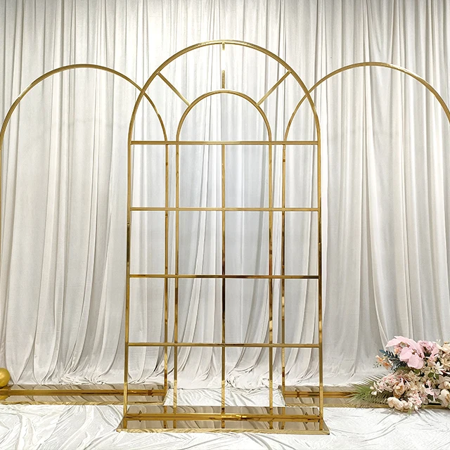 Golden Mirror Exquisite Octagon Wedding Backdrop Wedding Arch Stand ...