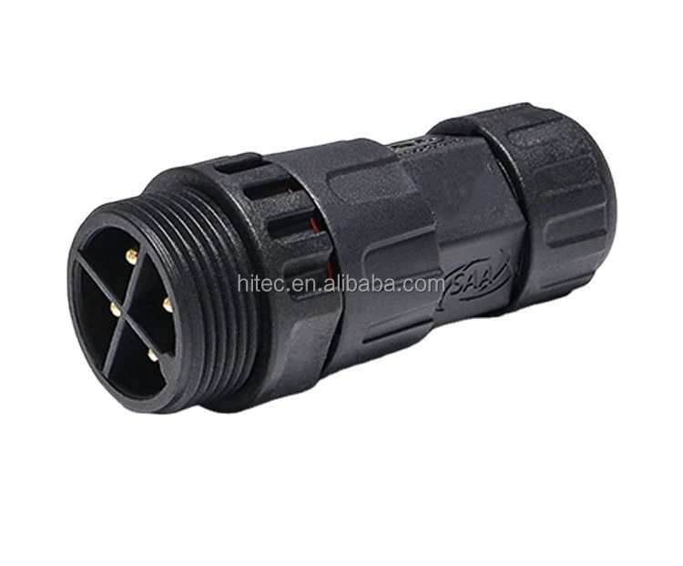 Self locking waterproof connector M25 2P 3P 4P core screw thread ...