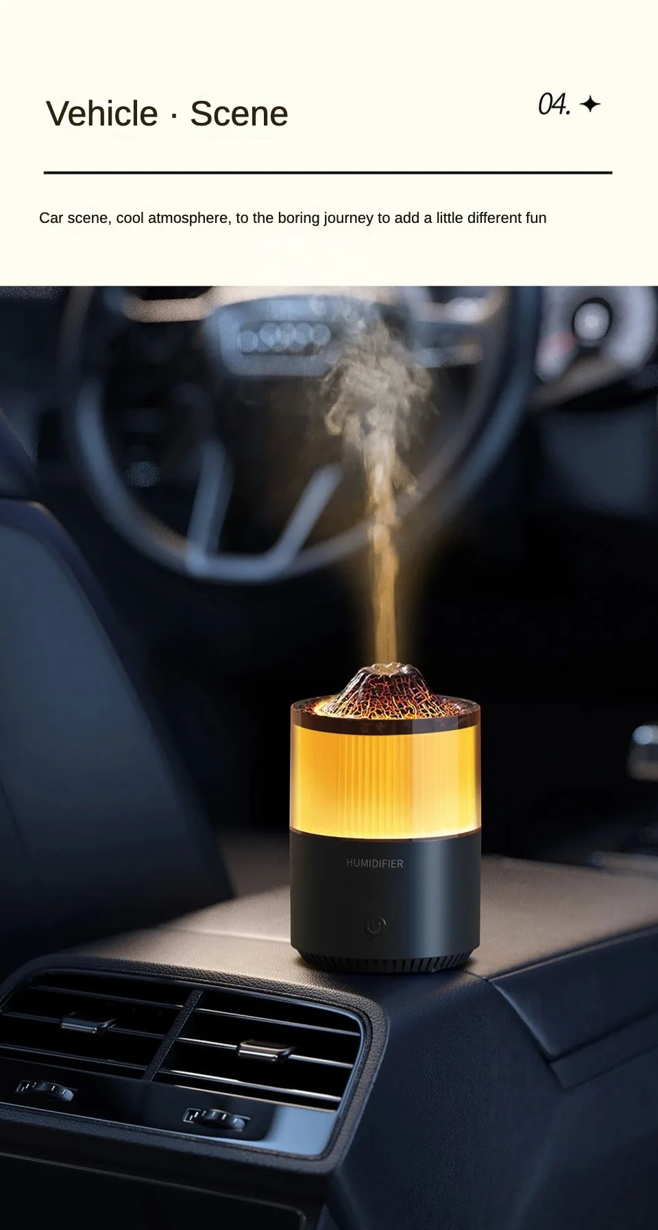 Luxurious Volcano Fire Flame air Shape Ultrasonic Humidifier Aroma ...