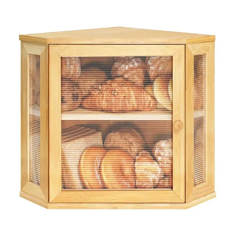 Bamboo Kitchen Corner Food Storage Container Bread Storage Box & Bin ...