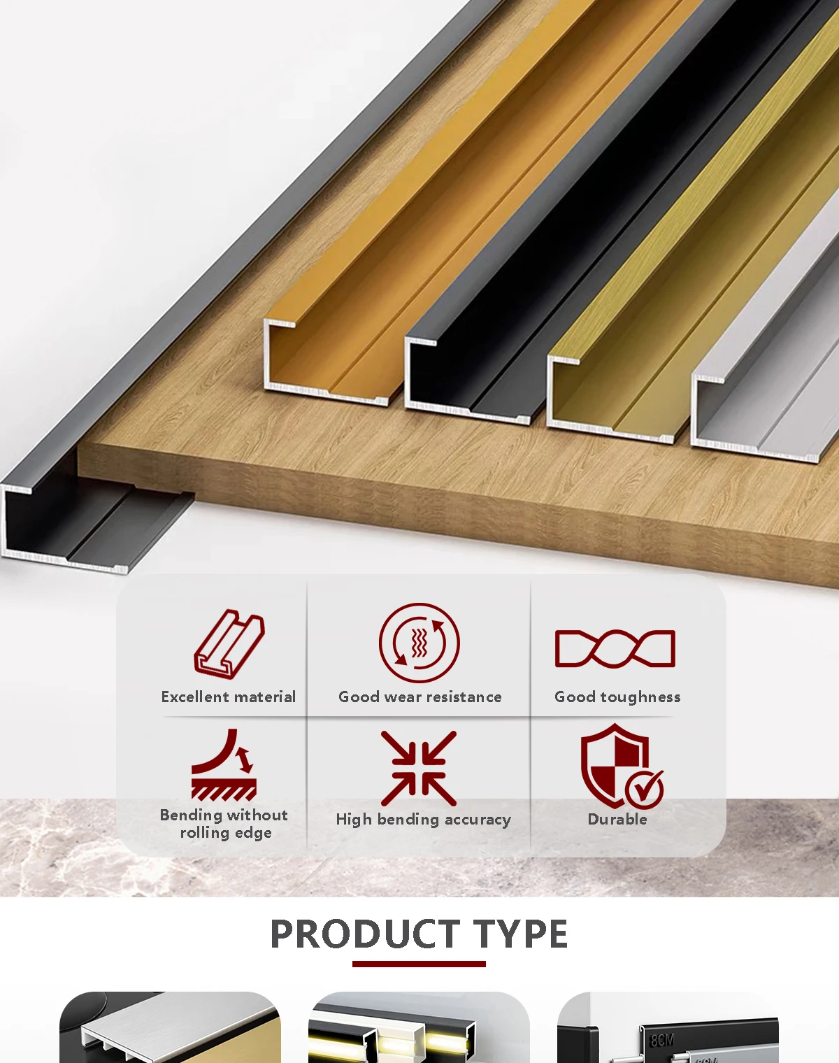 Aluminium U Channel Tile Trim Profile U Shape Just A Trim Tile Trim ...