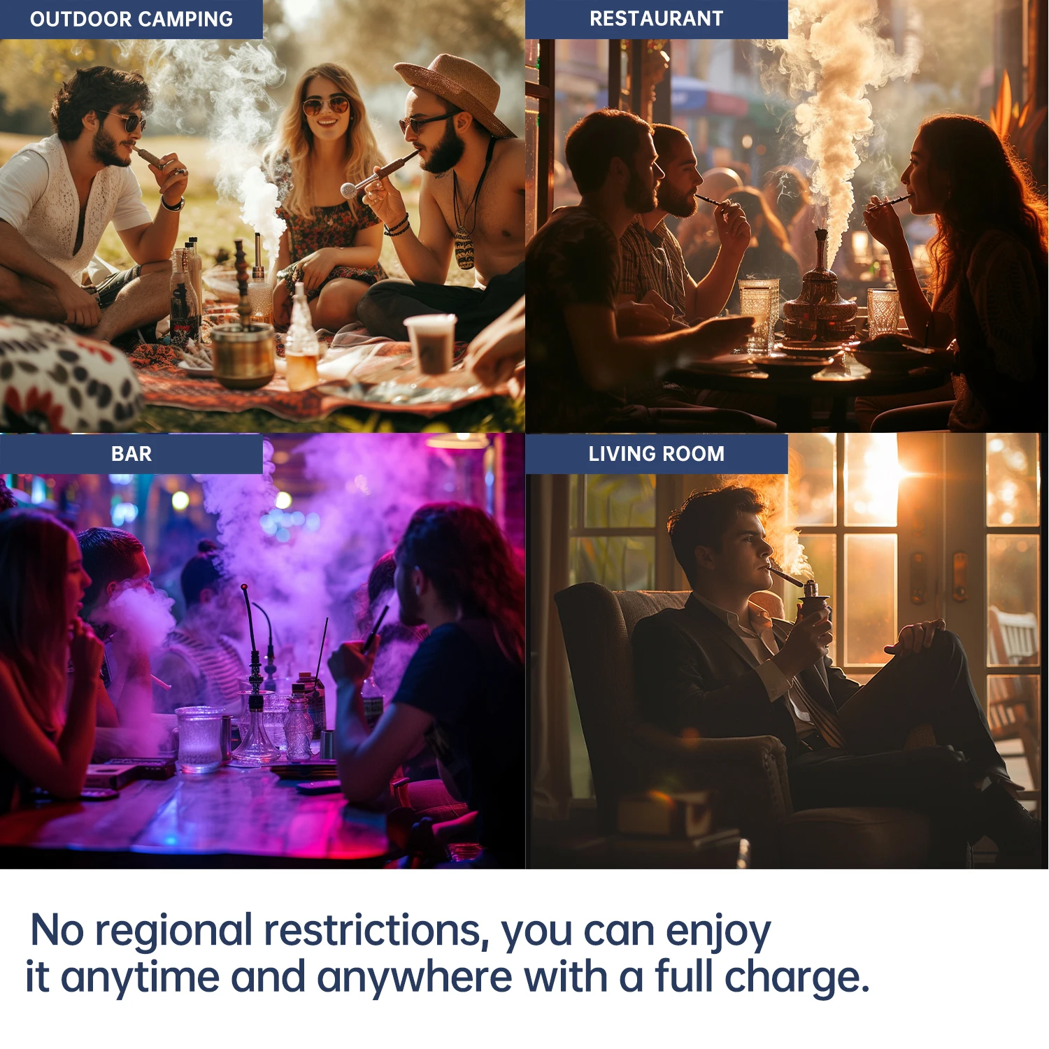 Upgraded Rechargeable Portable Electric Shisha Chicha Detachable Battery Temperature Adjustable ...