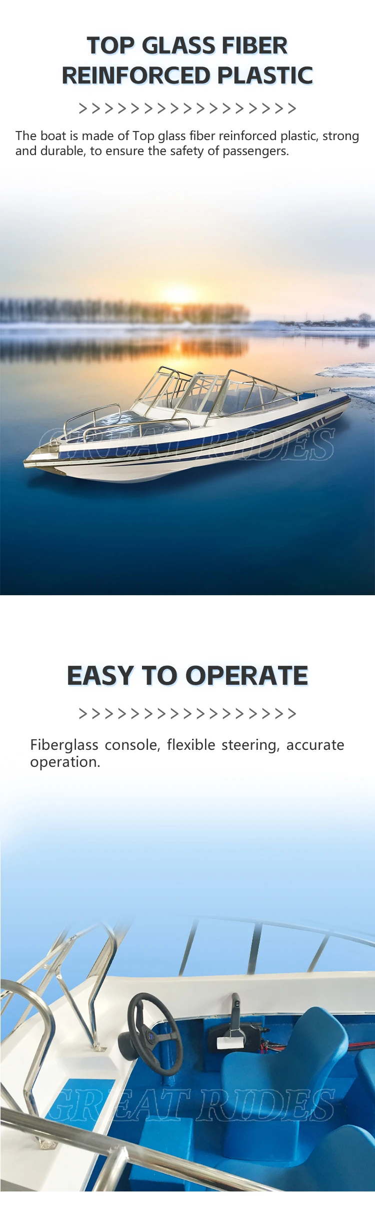 Good Fiberglass Boat For Sport Practical 6 Seats 17.1ft/5.2 Meters ...
