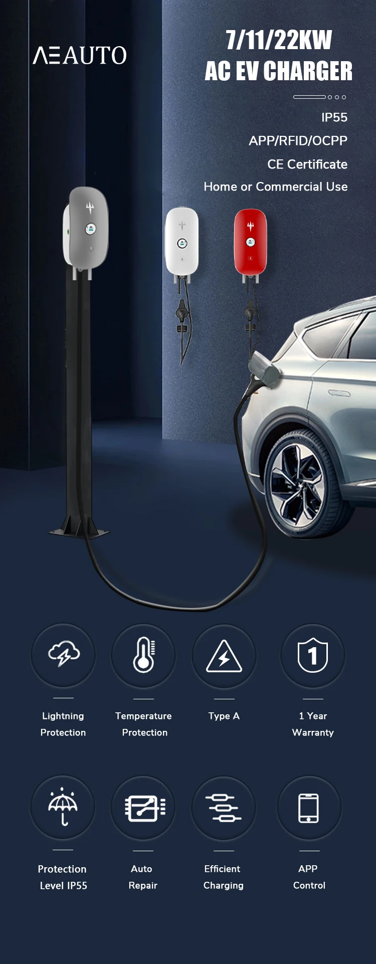 Electrical Car Wallbox Charger 7kw 32a Floor Mounted Ac Charging Pile ...