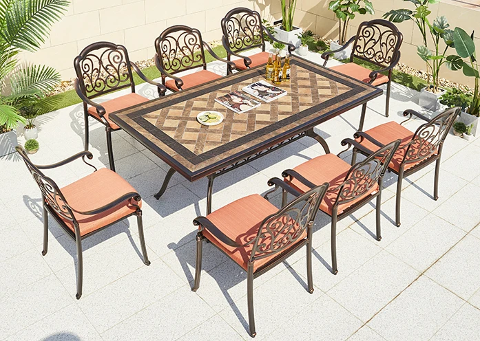 French Commercial Patio Rectangular Table Chairs Outdoor