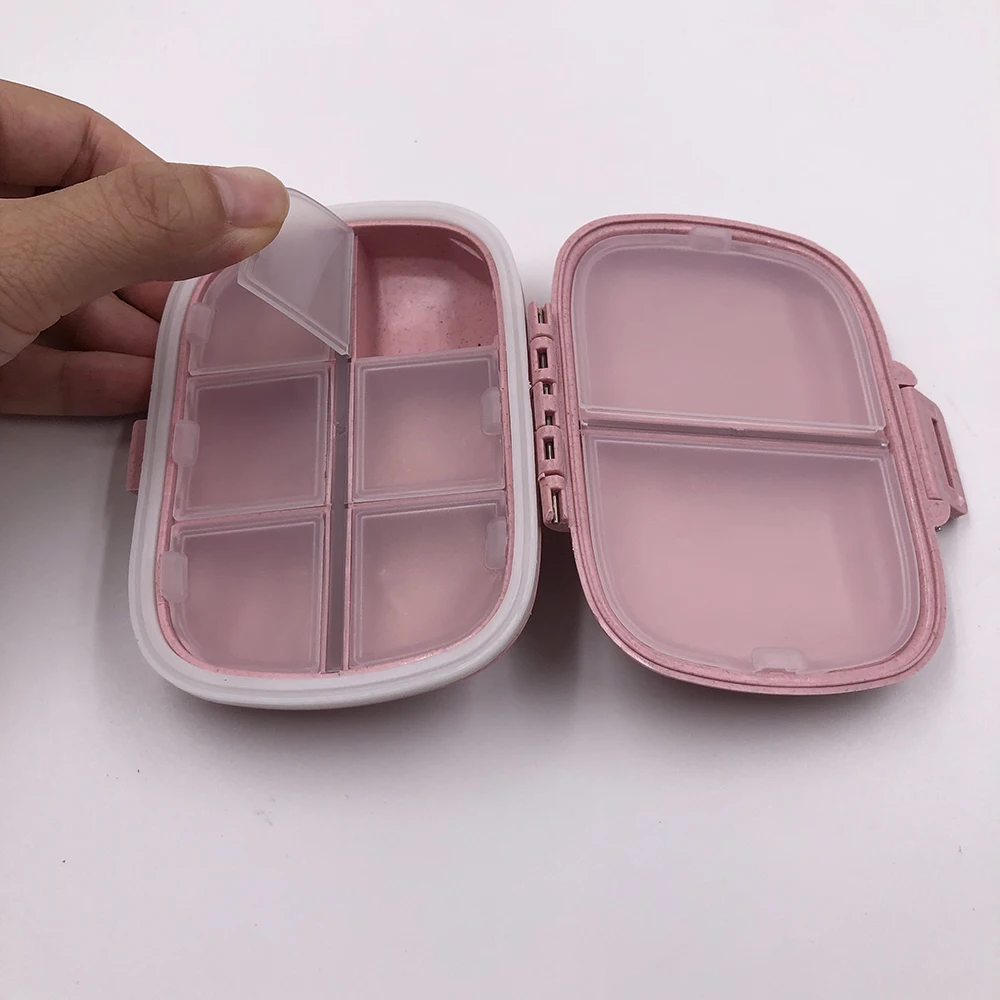 Wheat Straw 8 Compartments Travel Pill Organizer - Moisture Proof