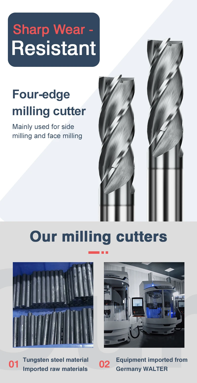 Solid Tungsten Carbide End Mill For General Machining Of Steel With ...