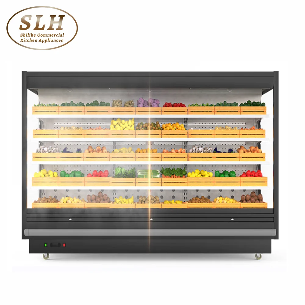 Vegetable Fruit Refrigerator Showcase Supermarket Multi Deck Open Front ...