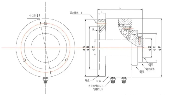 JA5-25 Pneumatic Rotary Chuck for CNC Precision Processing