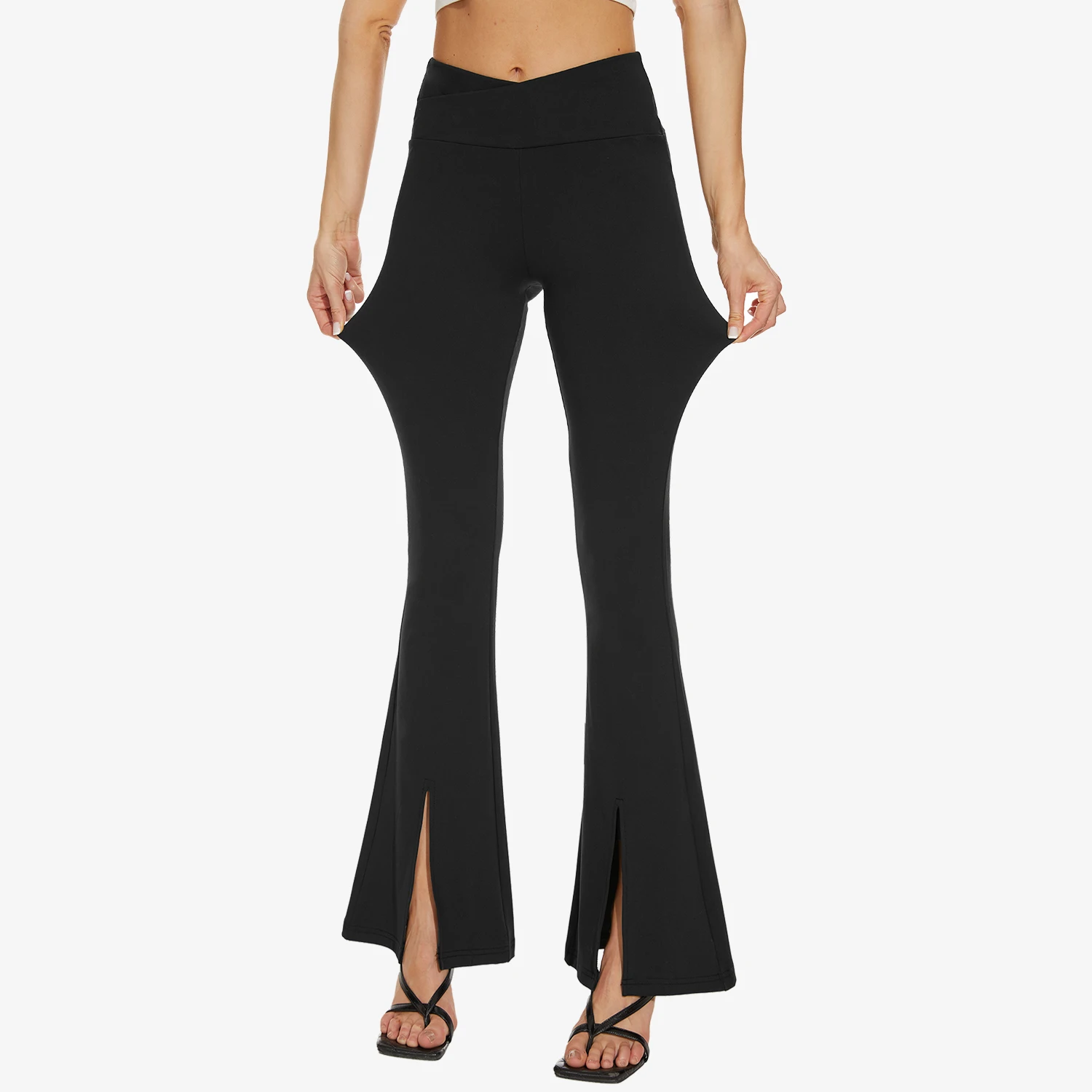Wholesale Custom Logo Women Solid Flared Daily Wear Leggings Soft