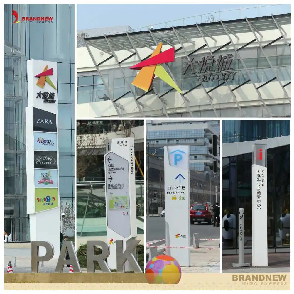 BRANDNEWSIGN Directional Outdoor Wayfinding Shopping Mall Pylon Sign ...