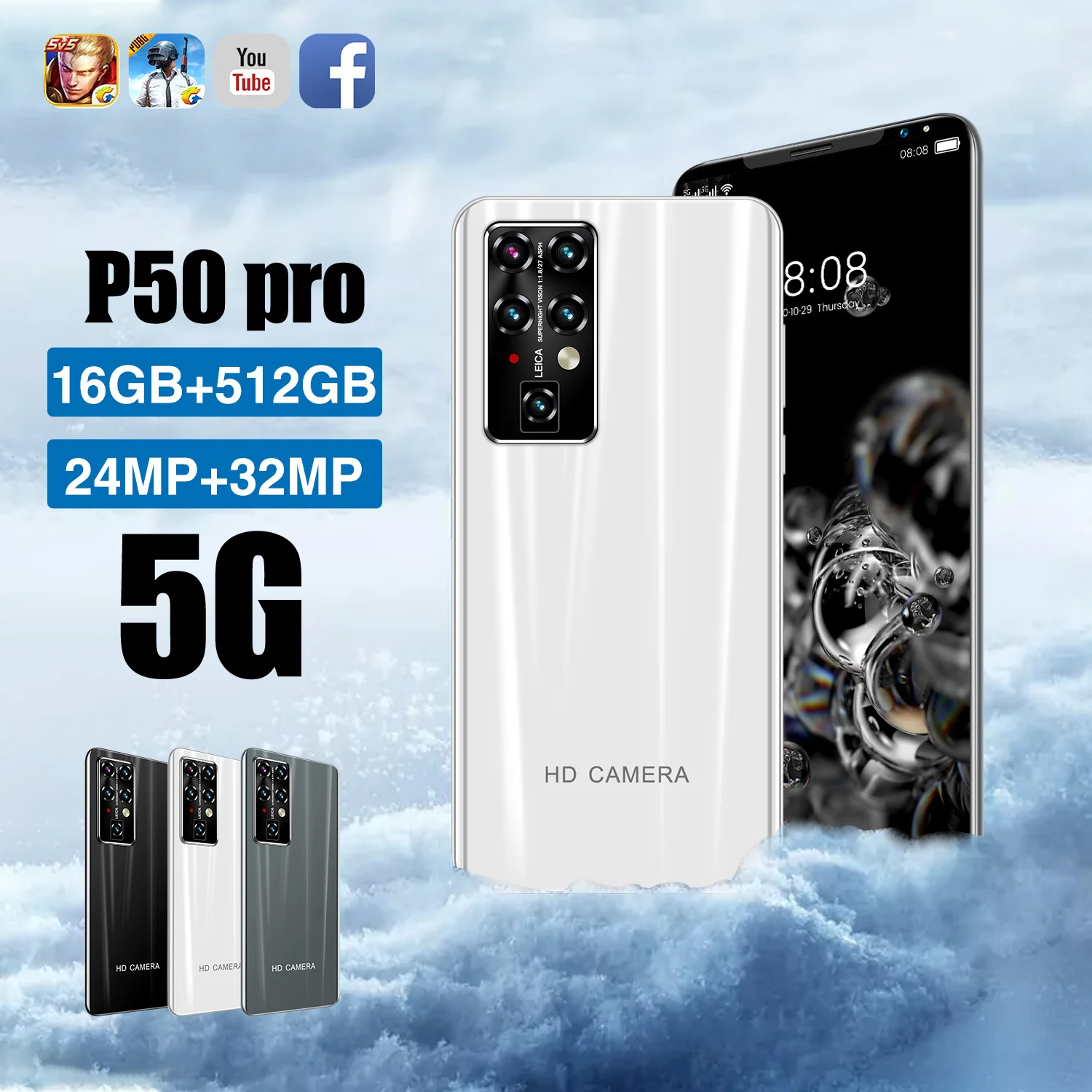 P50 Pro Smart Mobile Phone - Global Version with 16GB RAM