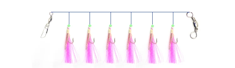 Colorful Sabiki Rigs Luminous Bait Fish Skin Sea Fishing Sabiki Hooks ...