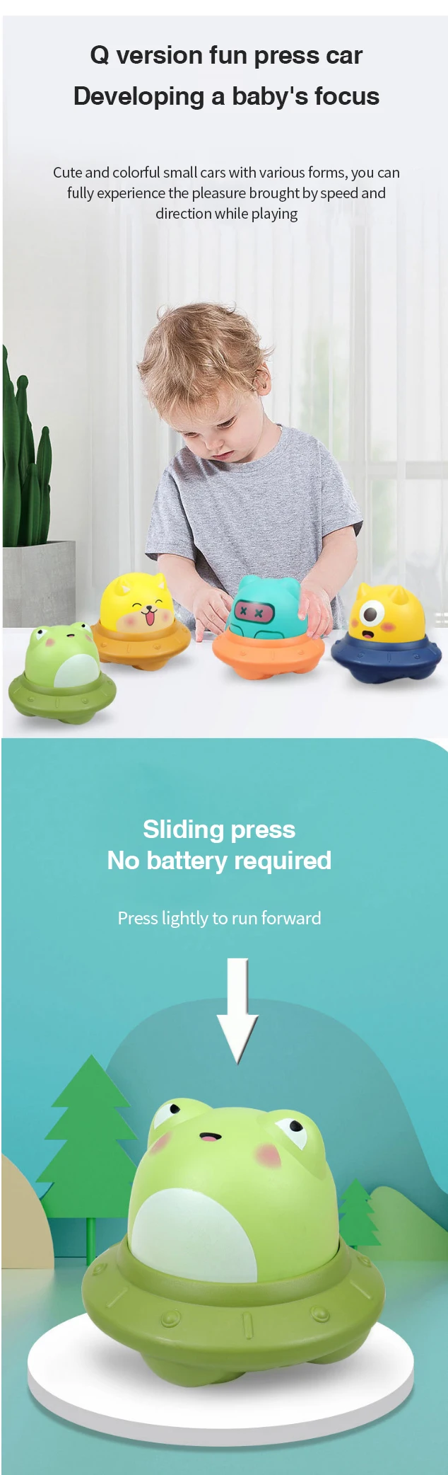 Press The Toy Of The Flying Saucer Car Children's Cartoon Sliding Car ...