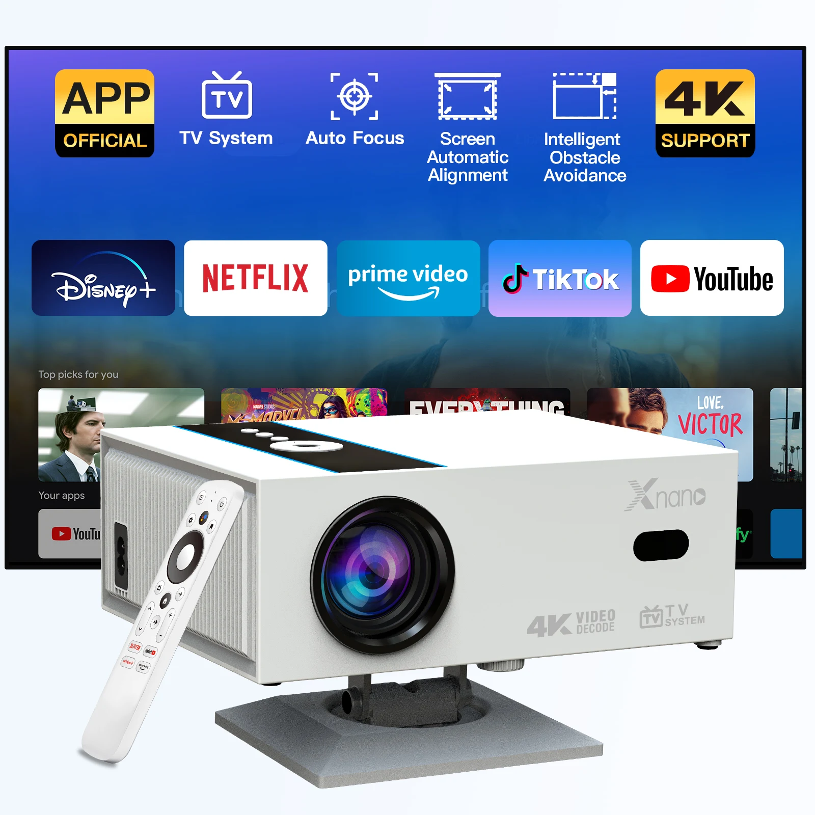 Xnano X6 Lcd Projectors Google Certified Auto Focus Wifi Wireless ...