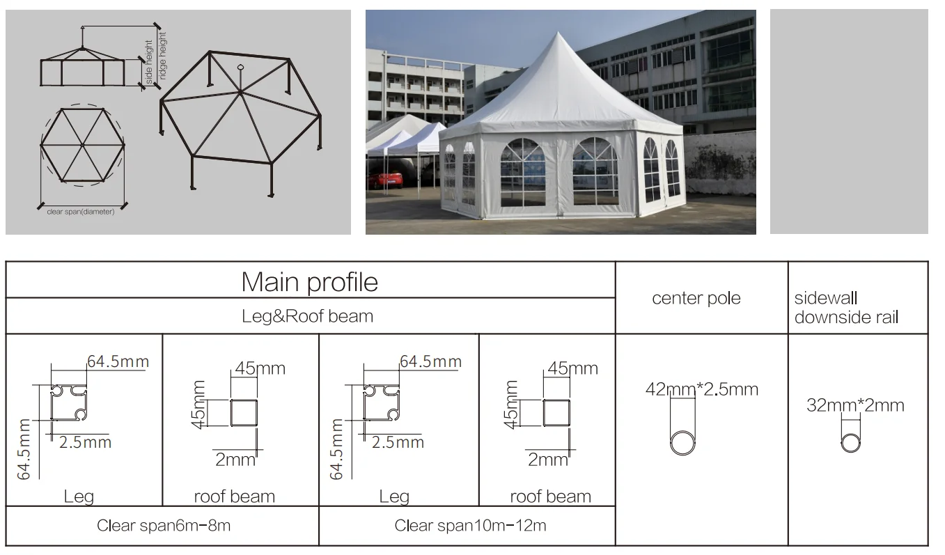 Hexagonal Aluminum Frame Outdoor Event Party Festival Tent Stretchda ...