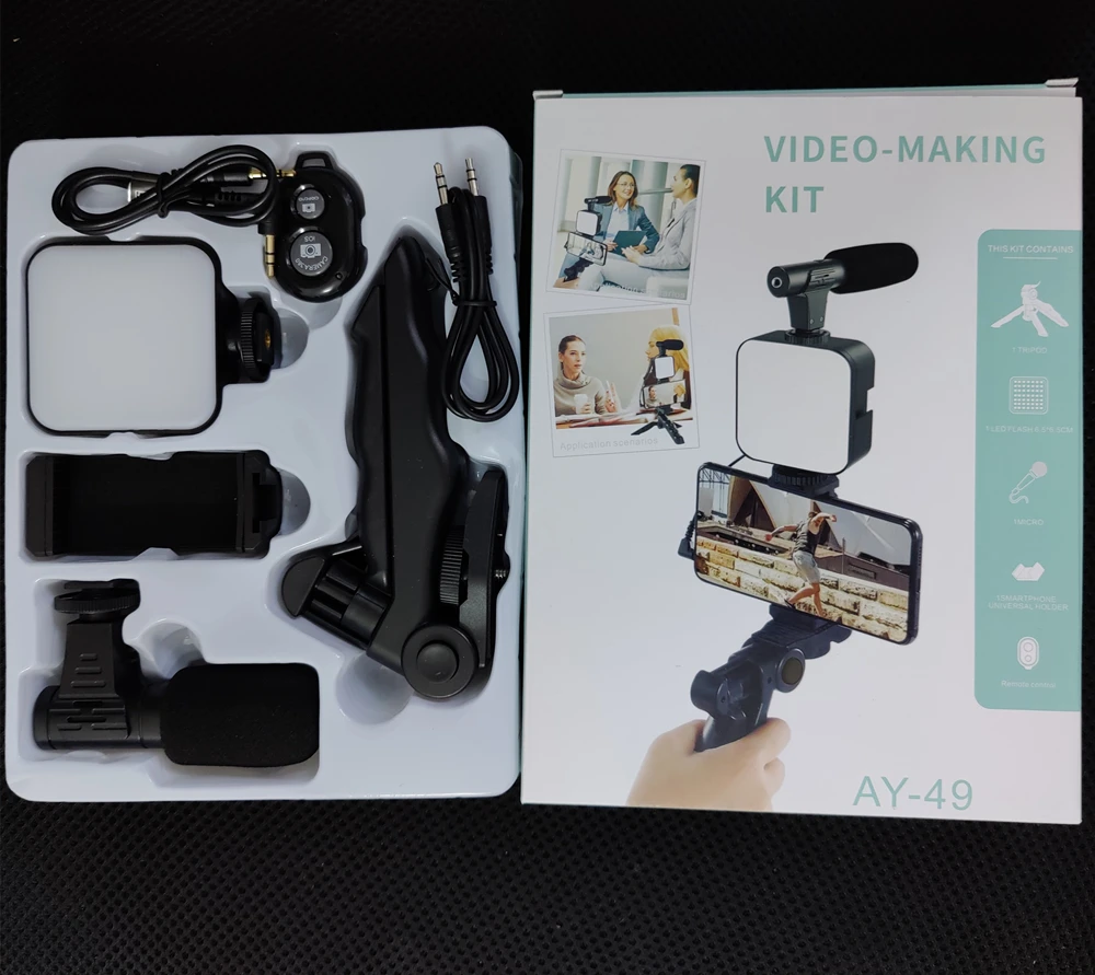 Smartphone Vlogging Kit Video Recording Equipment With Tripod Led Fill ...