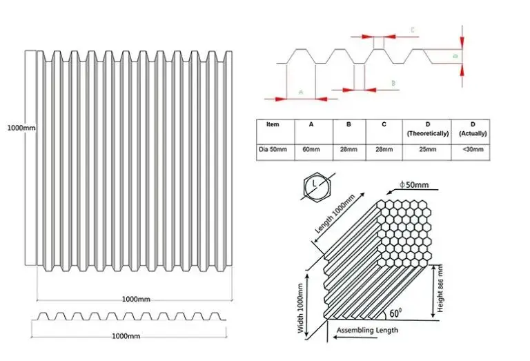 60 Degree Inclined Lamella Media PP Tube Settler for Wastewater Treatment
