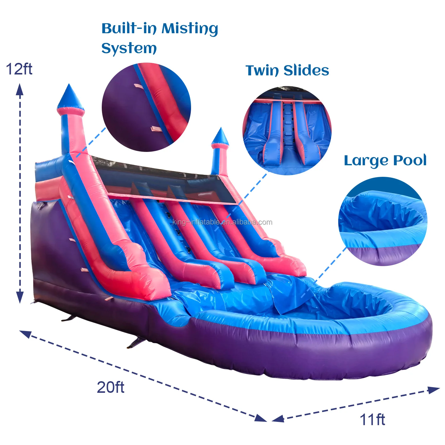 Outdoor Commercial Double Lane Inflatable Water Slides With Pool For ...