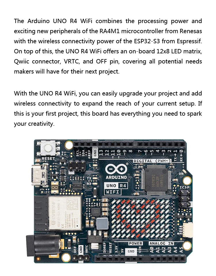 Arduino UNO R4 Wifi Development Board - Merge RA4M1 & ESP32-S3