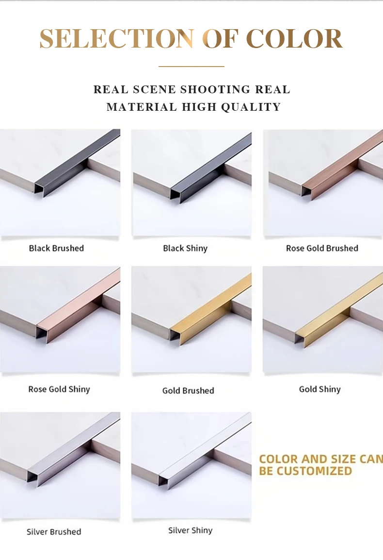 304 Stainless Steel Tile Trim Hairline Finish U Type 10mx10mm Size ...