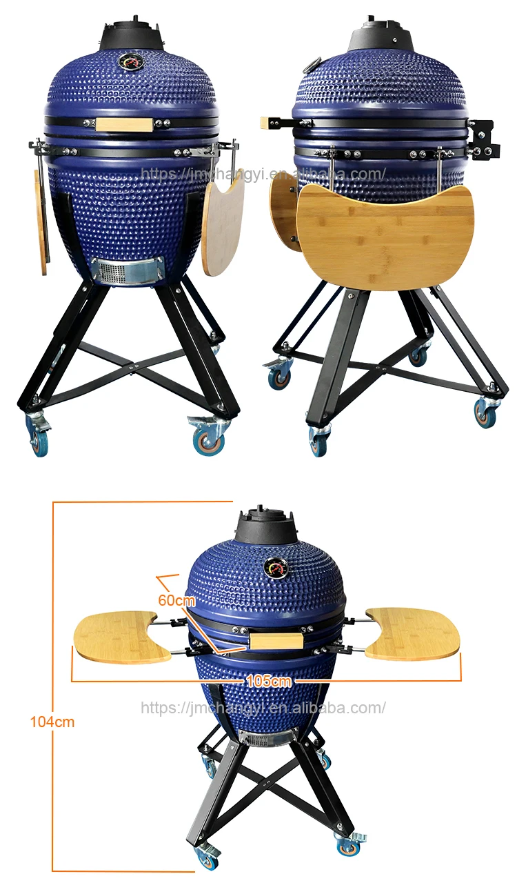 Outdoor Large Trolley Charcoal Grill Ceramic Oven Heavy Duty Smoker ...