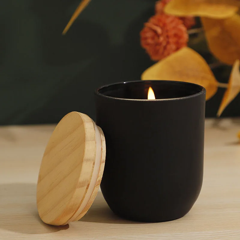 Luxury Empty Black Matt Candle Jars With Gold Inside 8oz 10oz 12oz 14oz ...