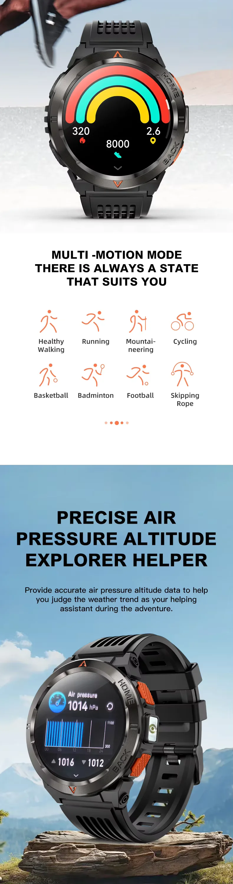 GS500 Outdoor Precise Built-in GPS Smart Watch BT Calling Waterproof 1. ...