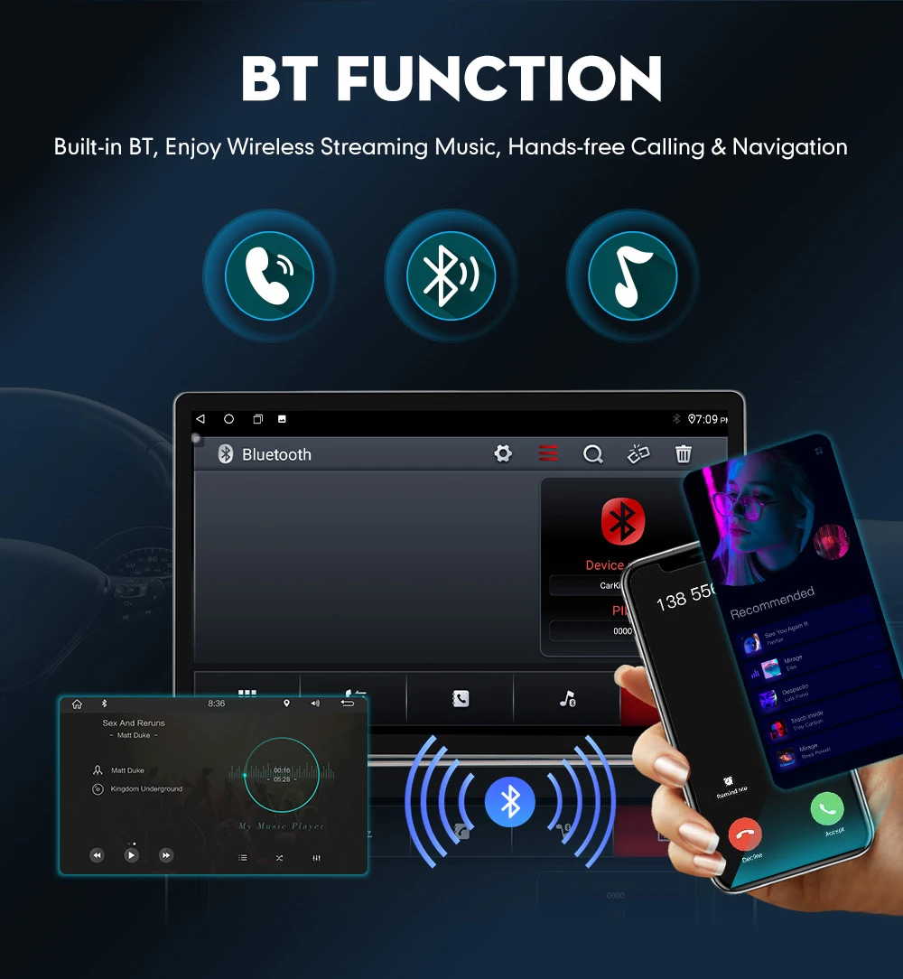 13 Inch Android Car Stereo - Yuncar 360 Degree Rotating Radio