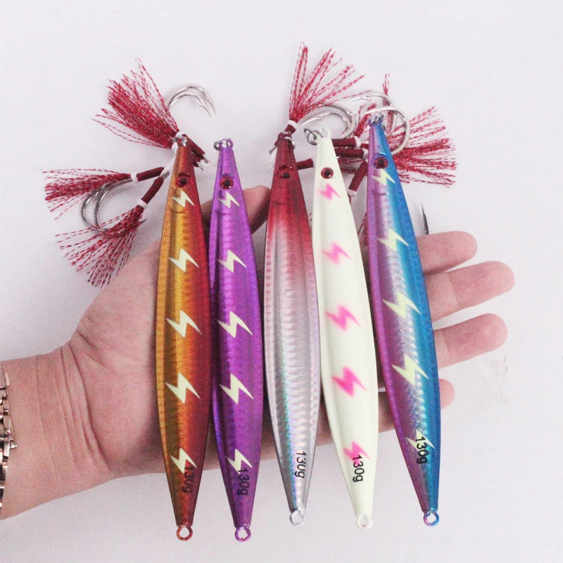 110g 130g 165g 200g Luminous Slow Pitch Sinking Metal Jigs Lures Casting Jigging Fishing Bait ...