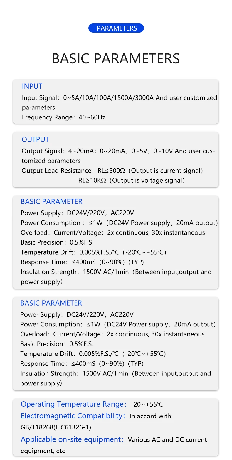 Perforated AC Current Transmitter Input AC signal Output Current ...