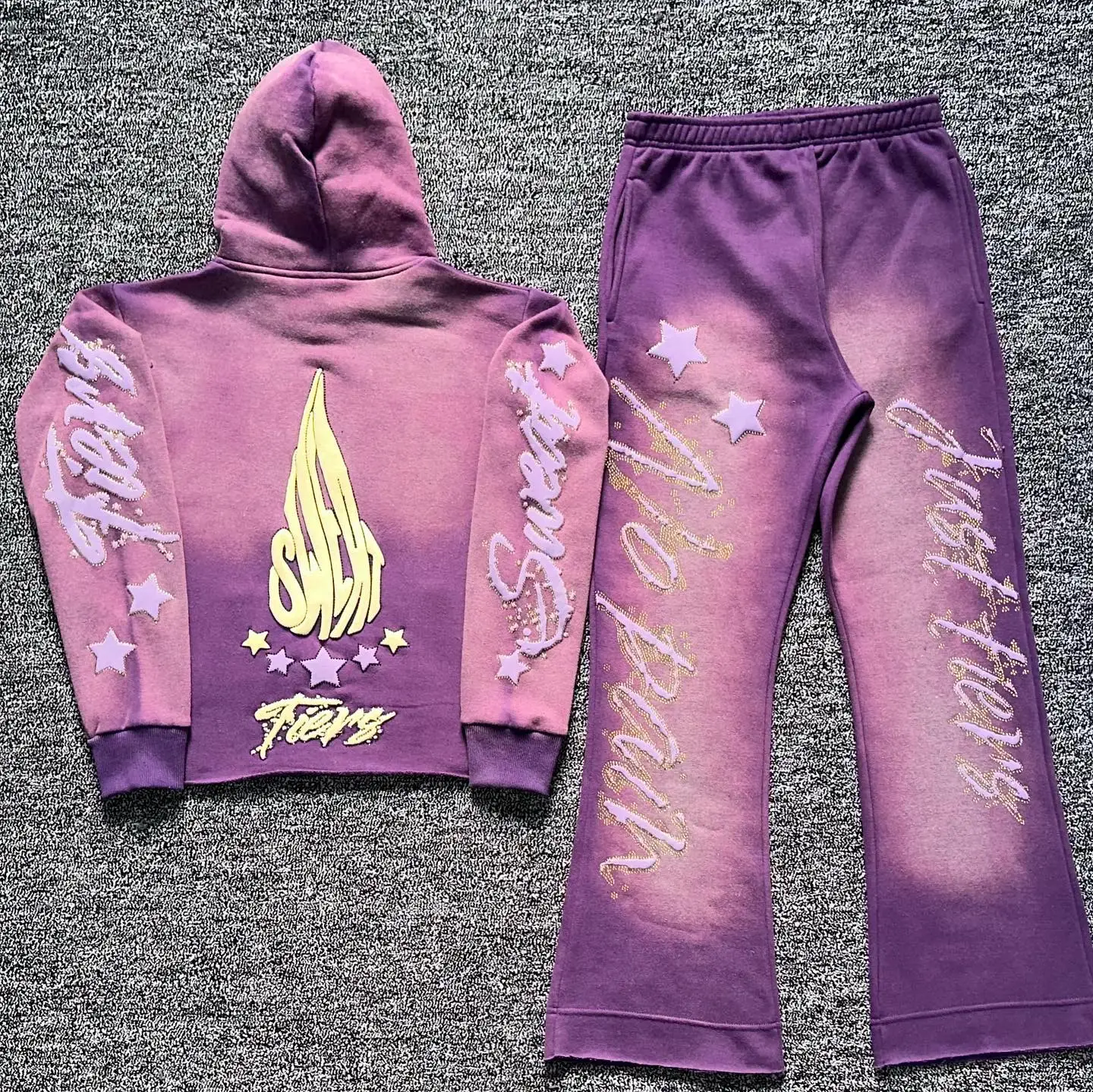 Custom Crop Top No Hem Cut Edge Acid Wash Distressed Puff Printing ...