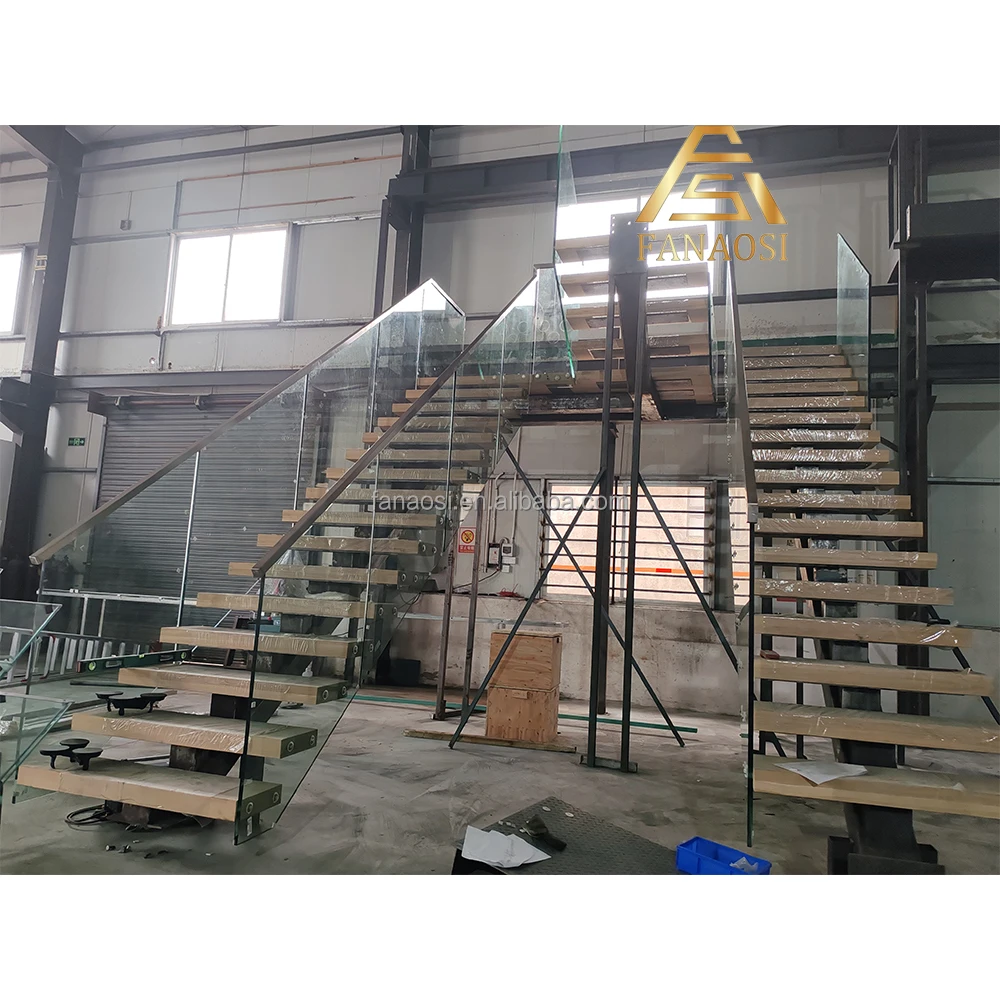 Modern Customize Interior White Step Staircase Double Railing Stairs ...
