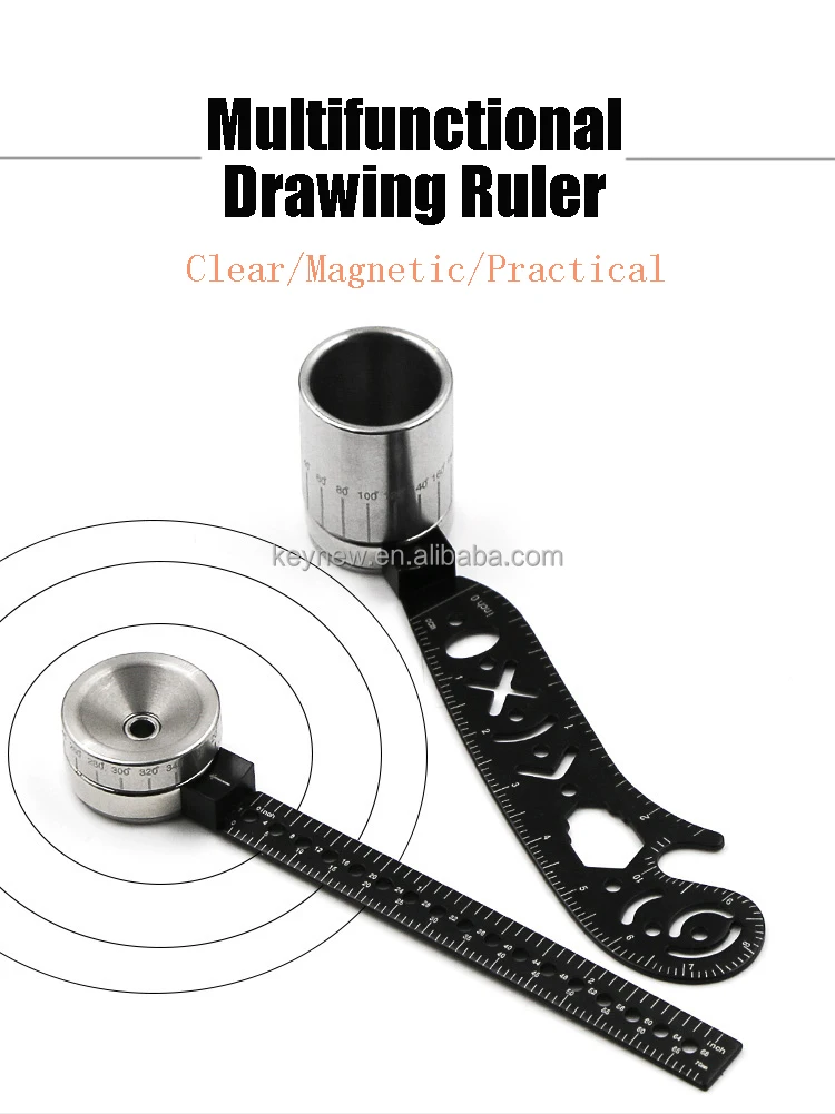 Multifunctional Drawing Ruler Magnetic Map Protractor Sewing Tools ...