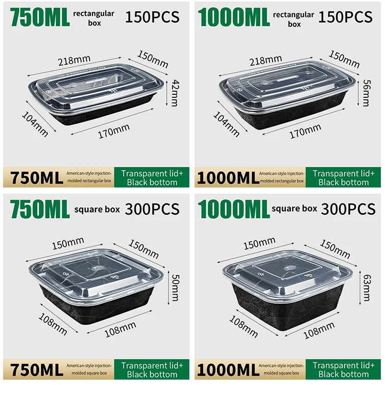 Transparent 500ml Plastic Disposable Lunch Box Leakproof Takeaway Bowls ...