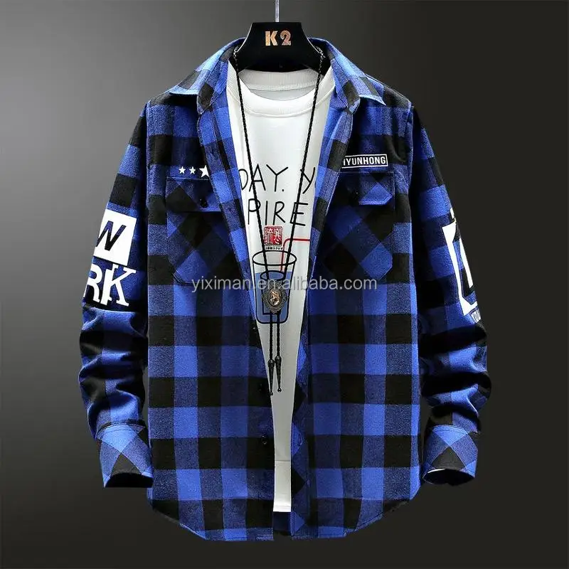 Casual Long Sleeve Button Up Men's Shirt Custom Lumberjack Flannel ...