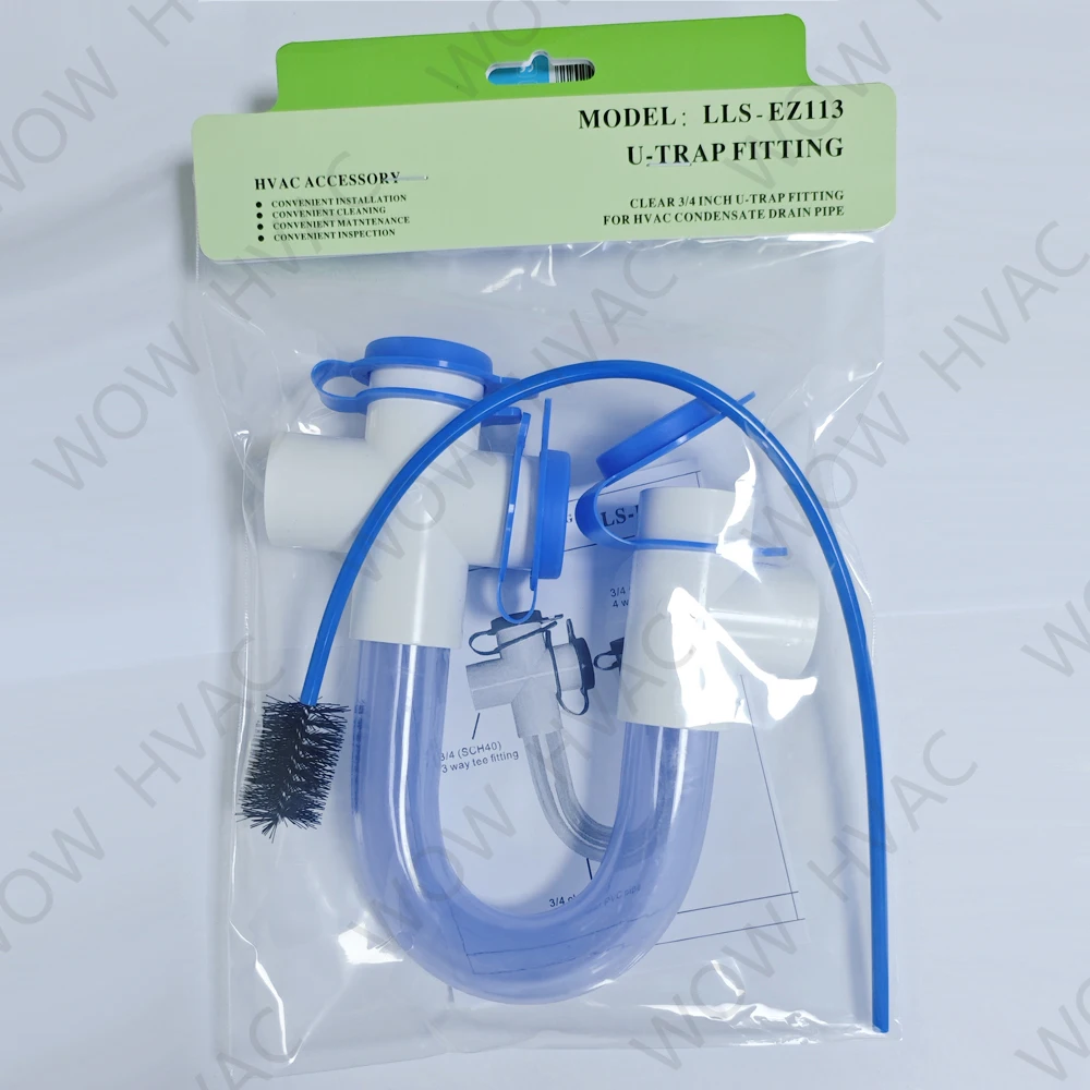 WOW LLS-EZ113 PVC U Trap Condensate Trap with Cleaning Brush for HVAC ...