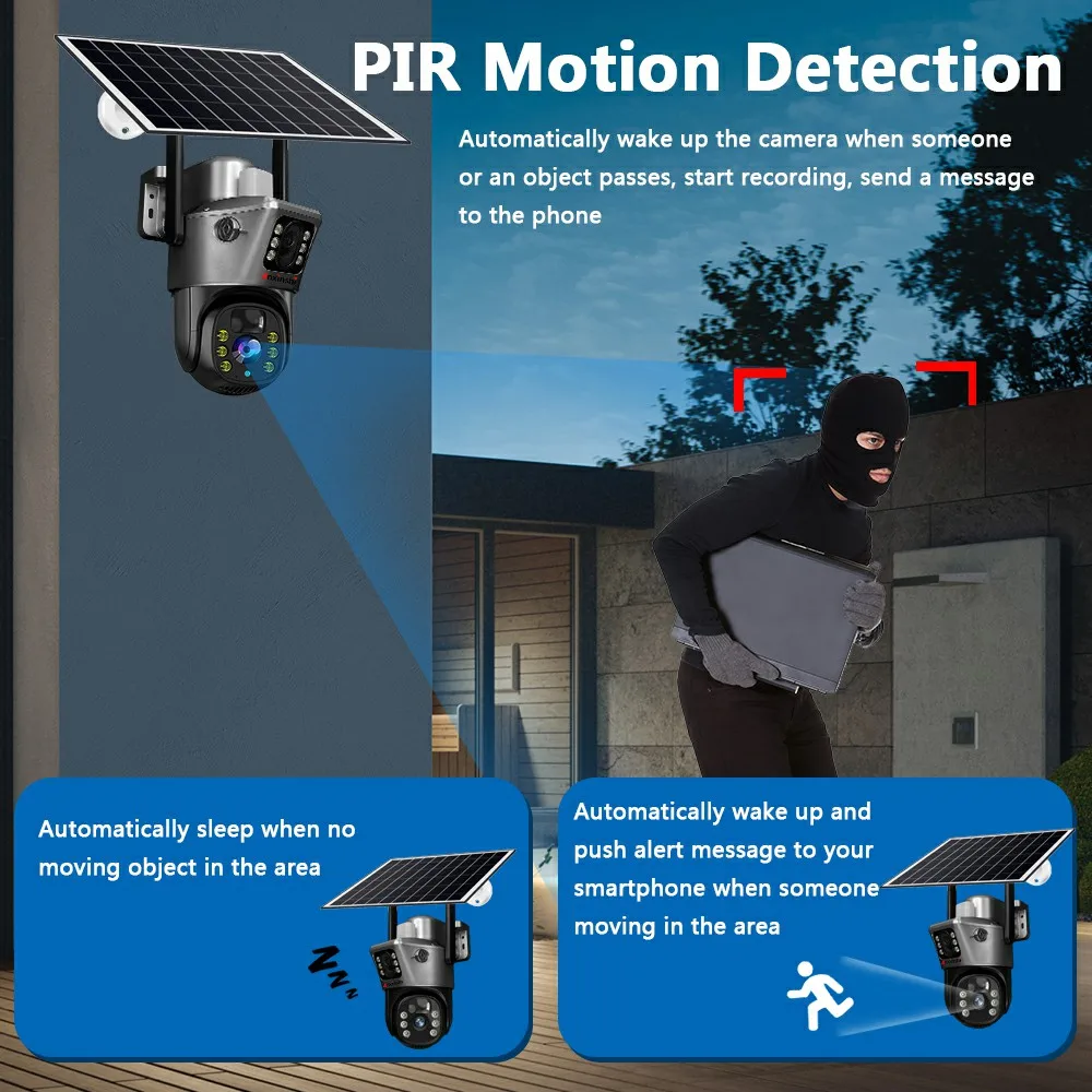 8MP 4G Dual Lens CCTV Camera with Motion Detection & Solar Power