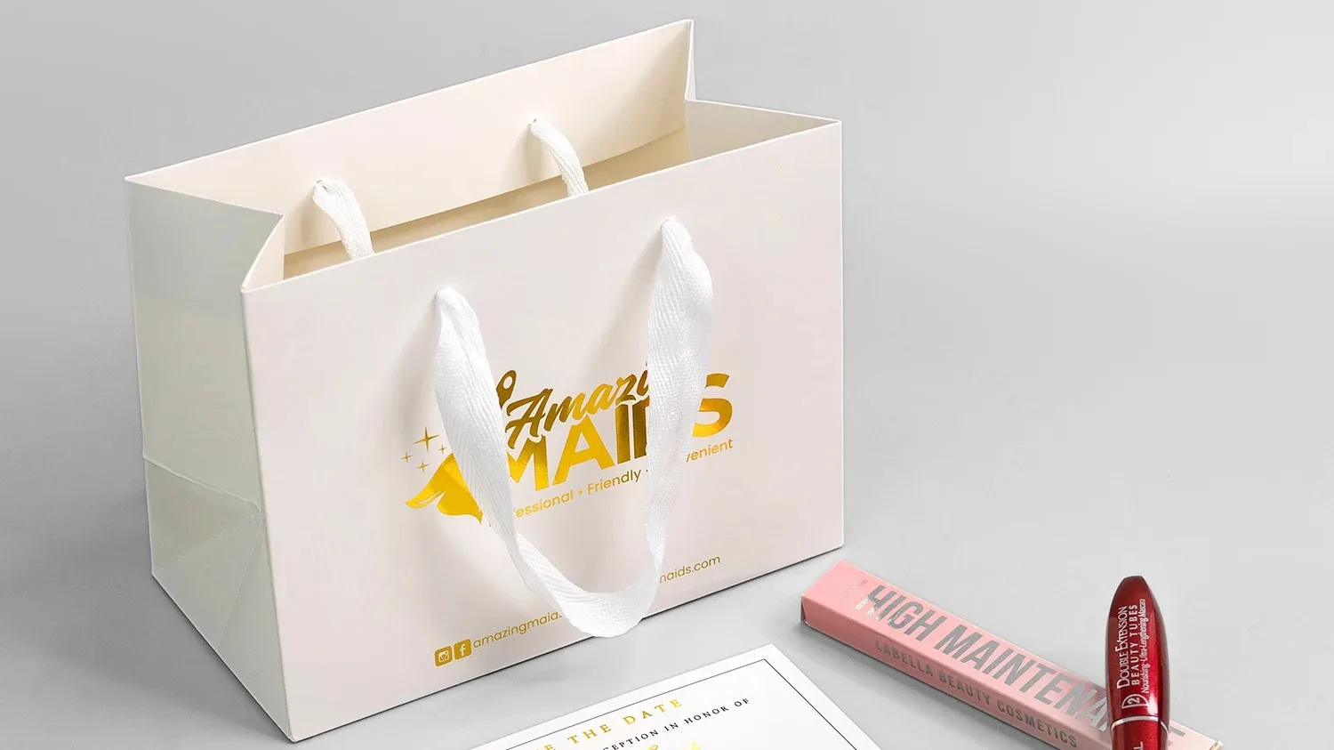 Custom Shiny Gold Foil Logo Gift Packaging Bags Skin Care Cosmetics ...