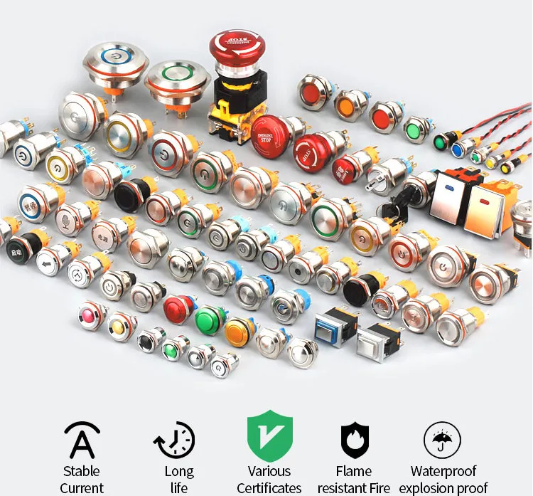 Switch 12MM Push Button Waterproof Red,Yellow,Blue,Green,White,Black ...