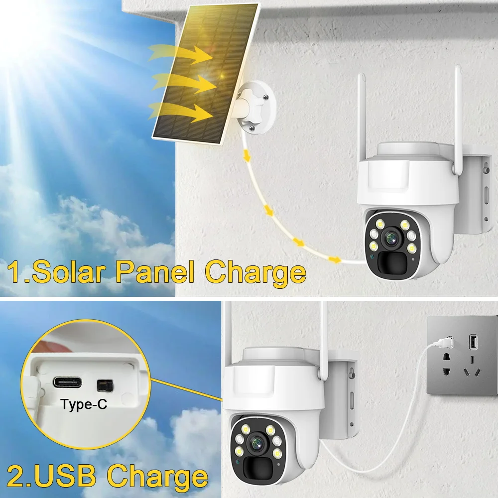 Solar Powered 4G IP PTZ Camera with Night Vision & Sound