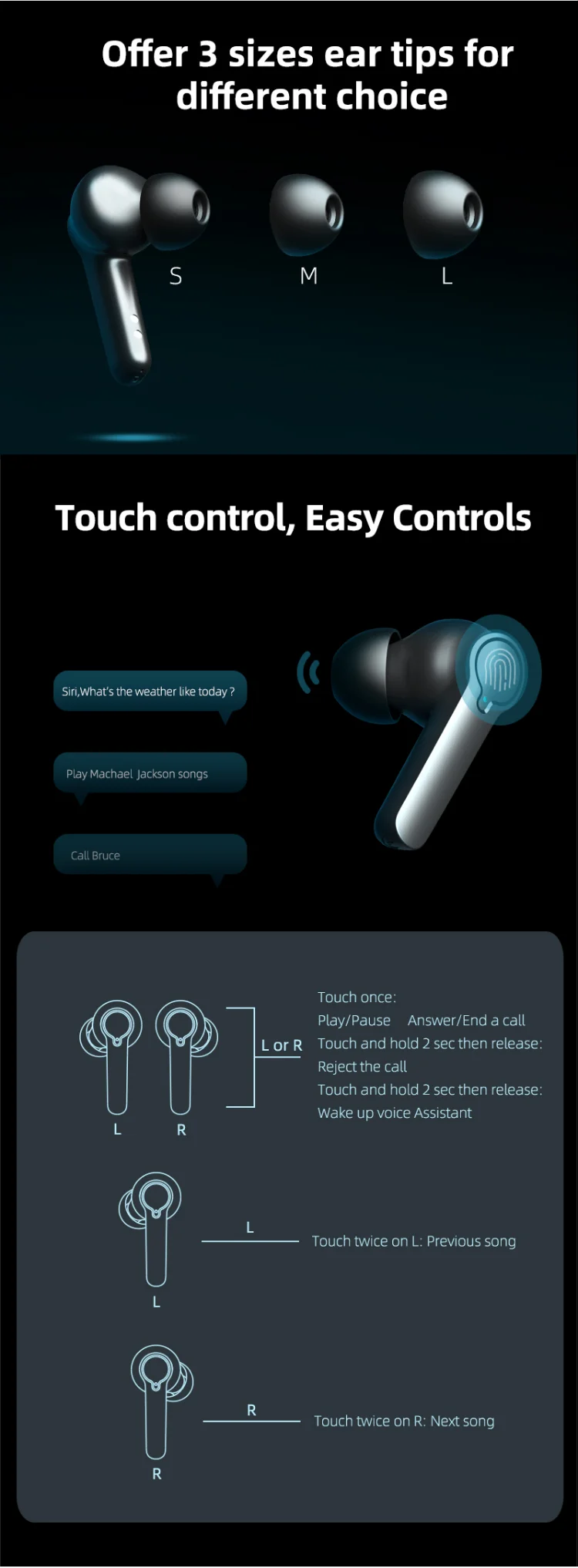 High Quality H003 Mini Earphones Hifi Sound Earbuds True Wireless Bt5.0 ...