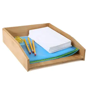 Custom Bamboo File Organizer Stackable Letter Tray Document Rack ...