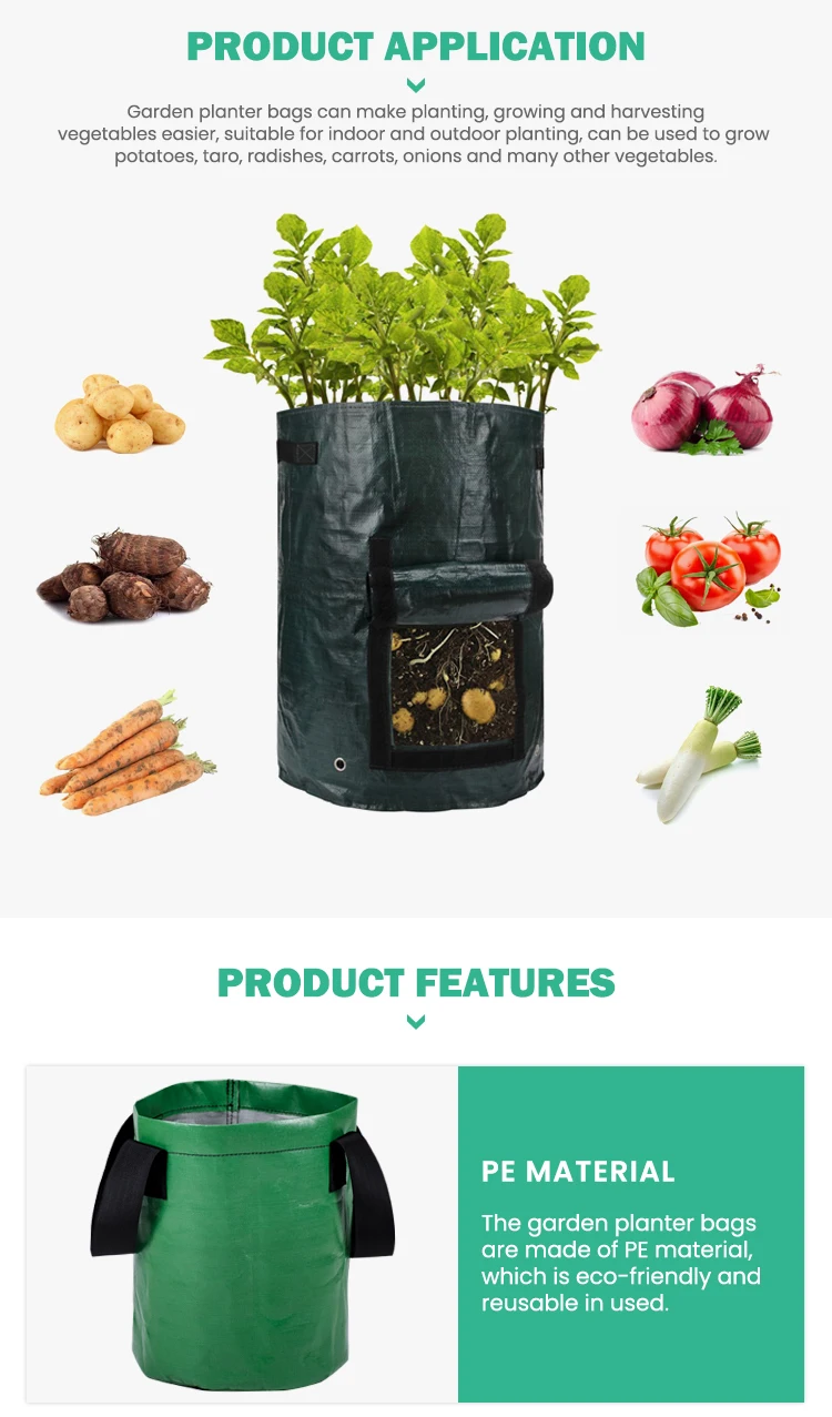 Plastic PE Fabric Vegetable/Flower/Plant Grow Bags with Handles Geo Bag ...